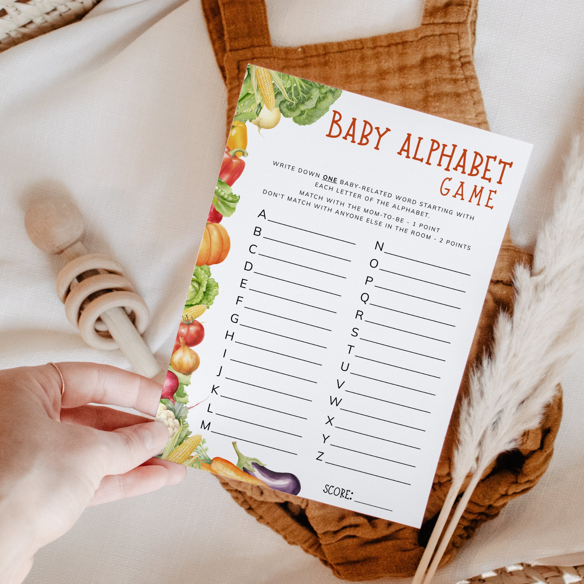 Locally Grown Baby Alphabet Game for Your Farmers Market Baby Shower ...