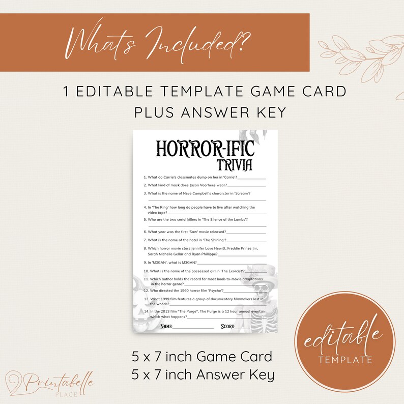 Horror Movie Trivia Quiz, Halloween Game for Teens and Adult Party ...