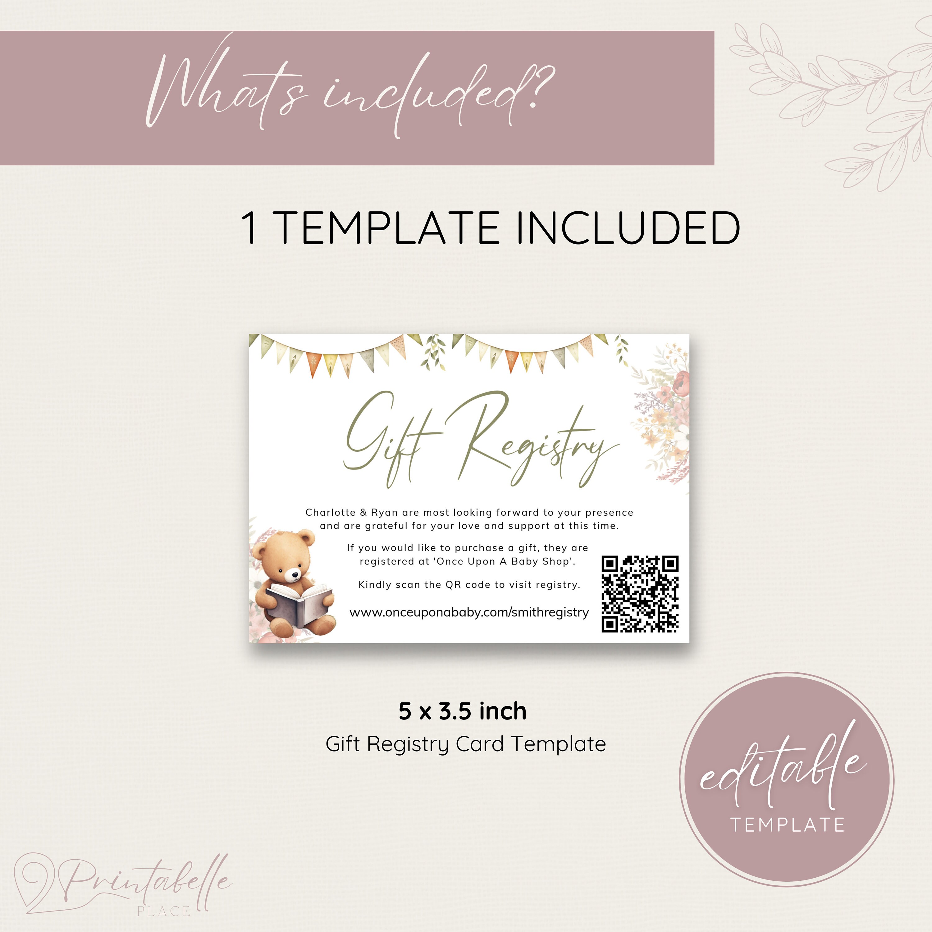 Storybook Themed Gift Registry Card With QR Code, New Chapter Begin ...
