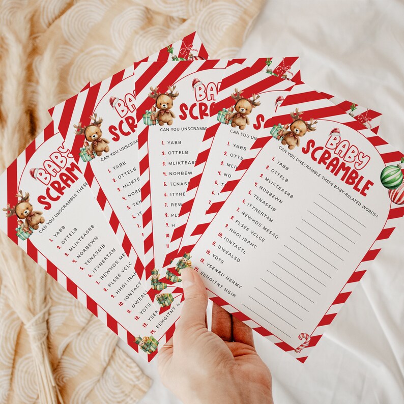 Merry Little Baby Shower Word Scramble With Answer Key, Christmas Theme ...