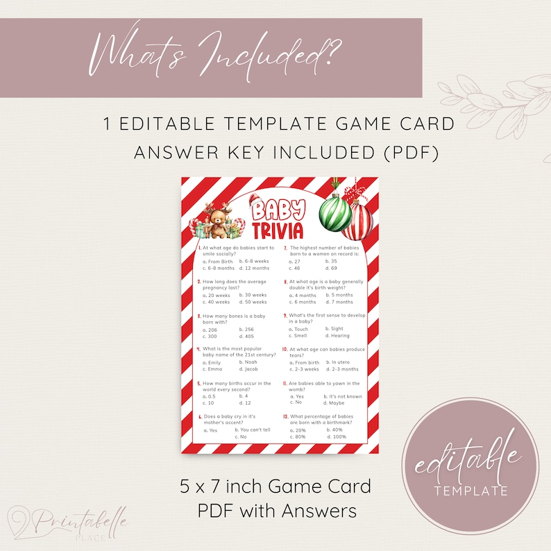 Merry Little Baby Trivia Answer Key, Christmas Baby Shower Triva ...