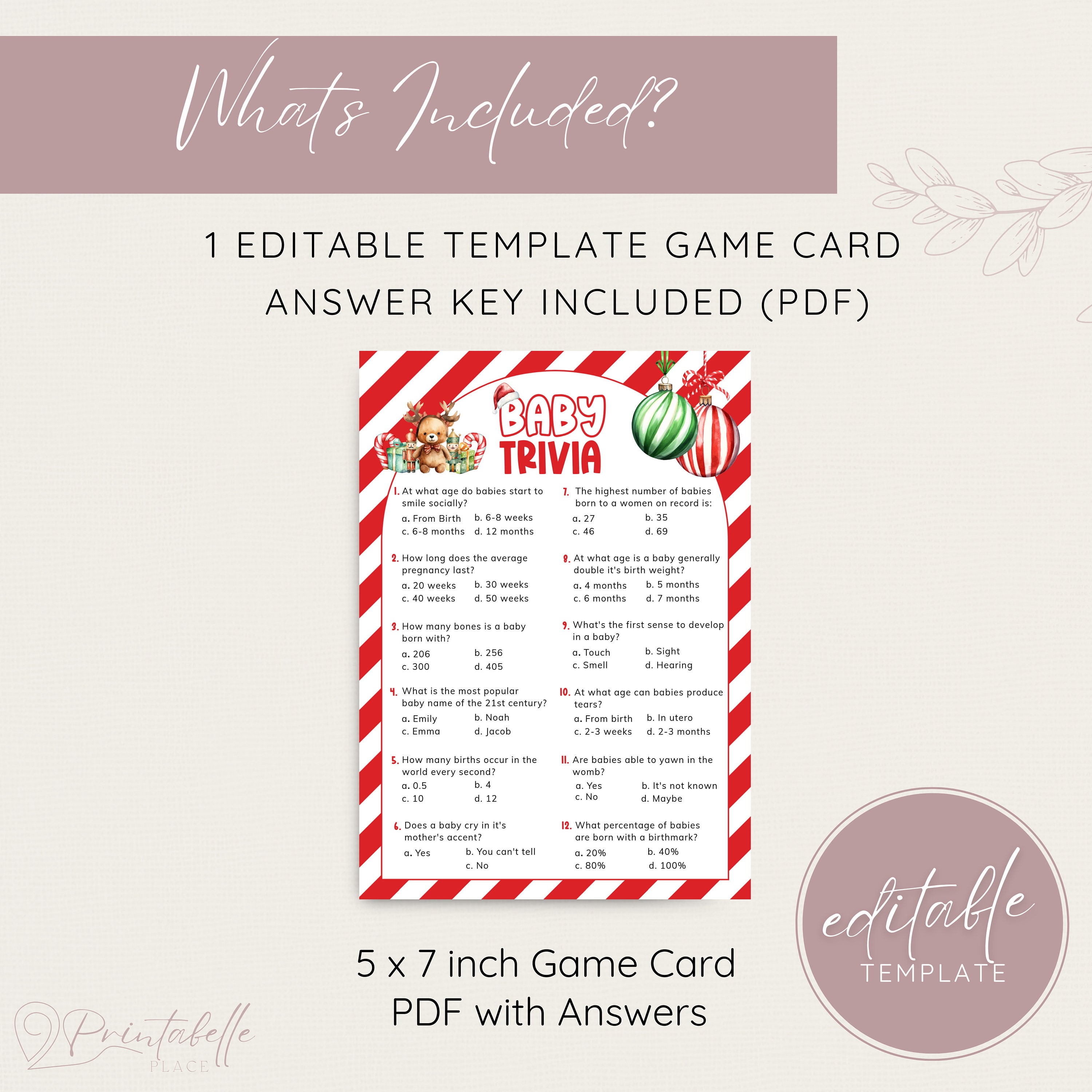 Merry Little Baby Trivia Answer Key, Christmas Baby Shower Triva ...