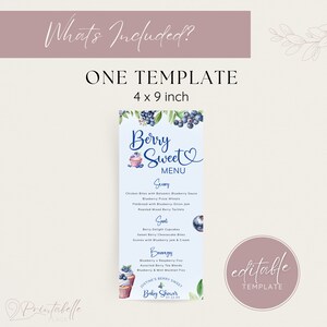 Berry Sweet Menu Template, Blueberry Themed Food and Drinks List ...