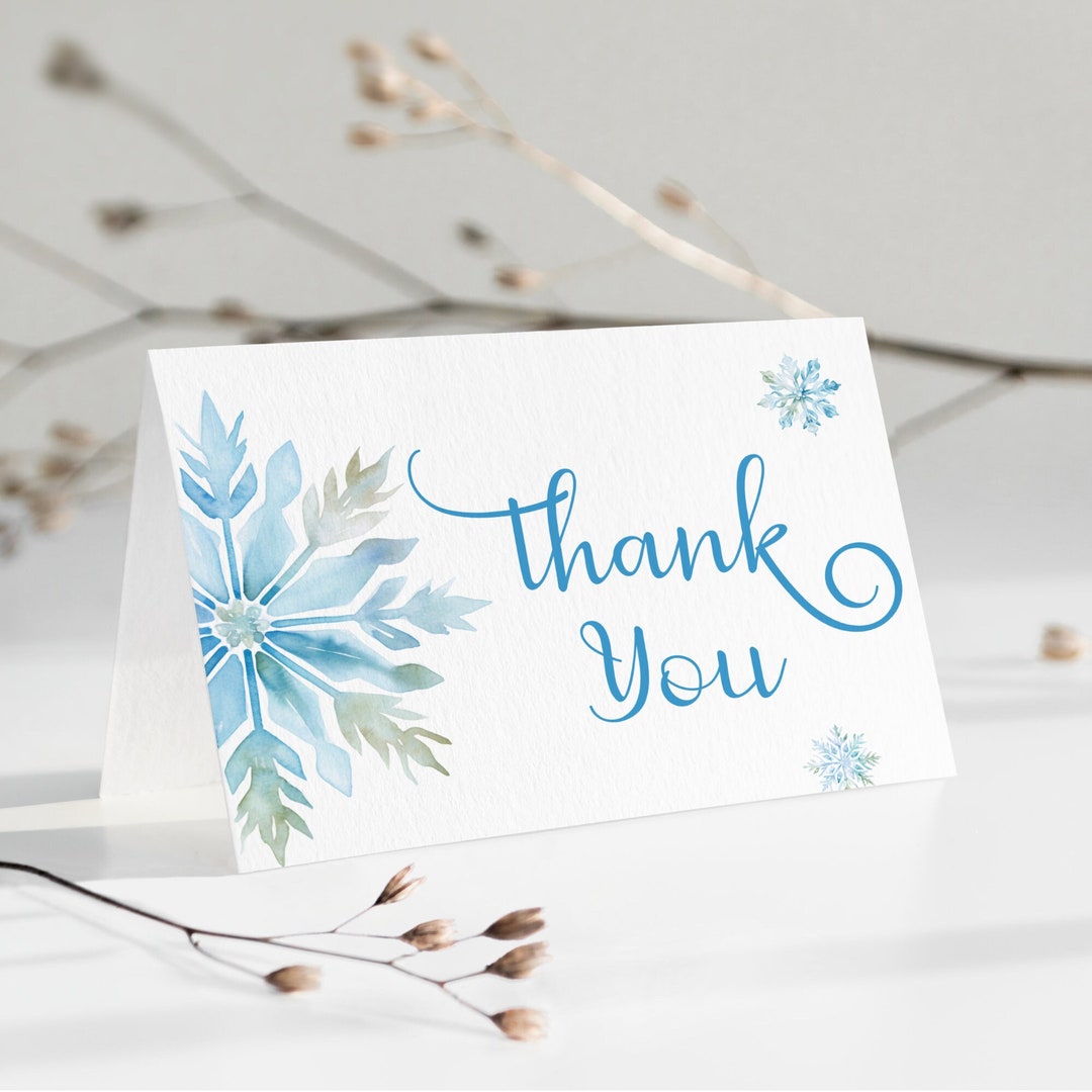Blue Snowflake Thank You Card in Tent Fold, Perfect for Boy Winter ...