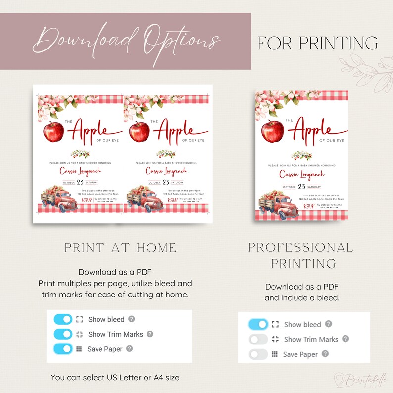 Apple of Our Eye Baby Shower Invitation Bundle: Red Gingham Theme ...
