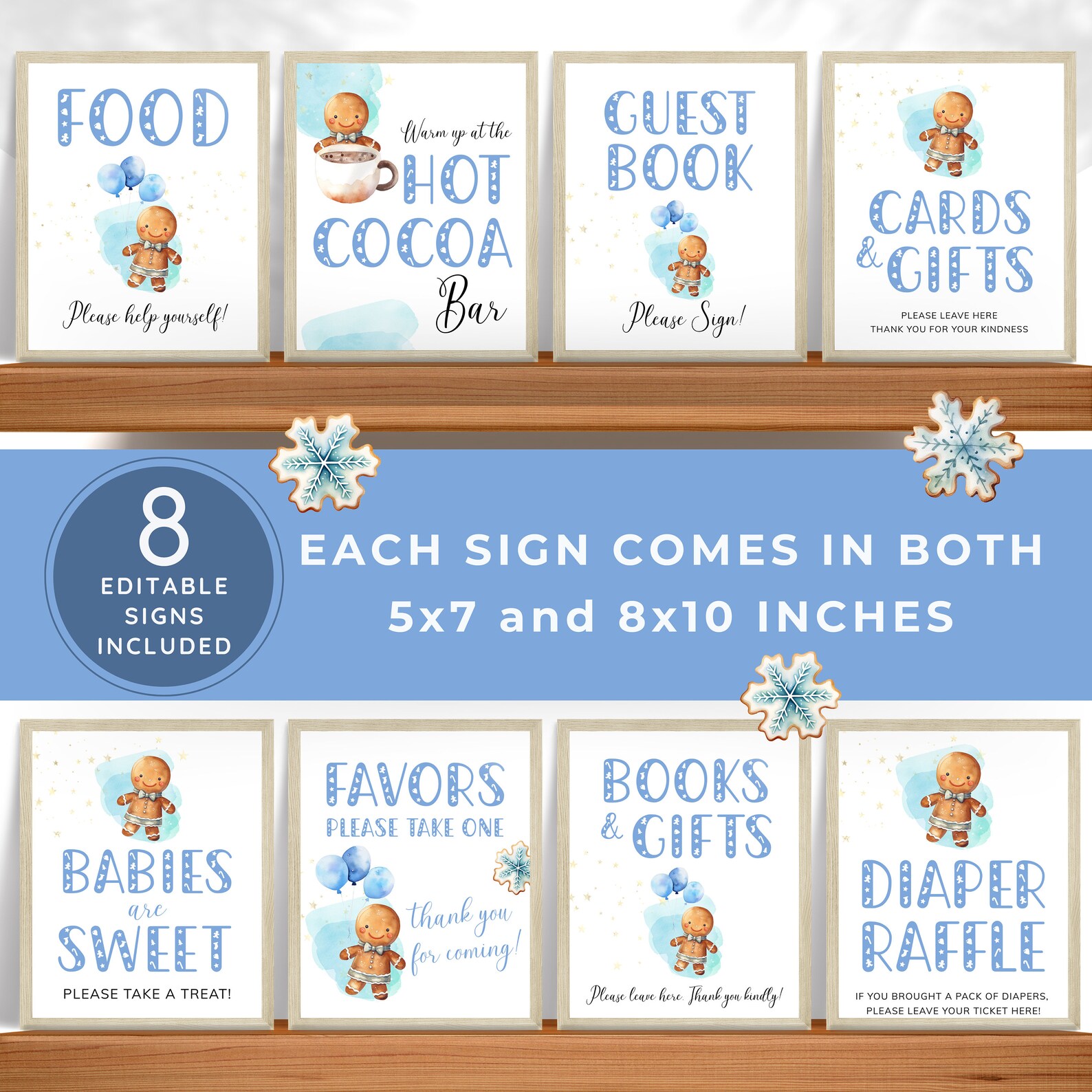 Gingerbread Baby Shower Bundle, Blue Gingerbread Man Mega Pack ...