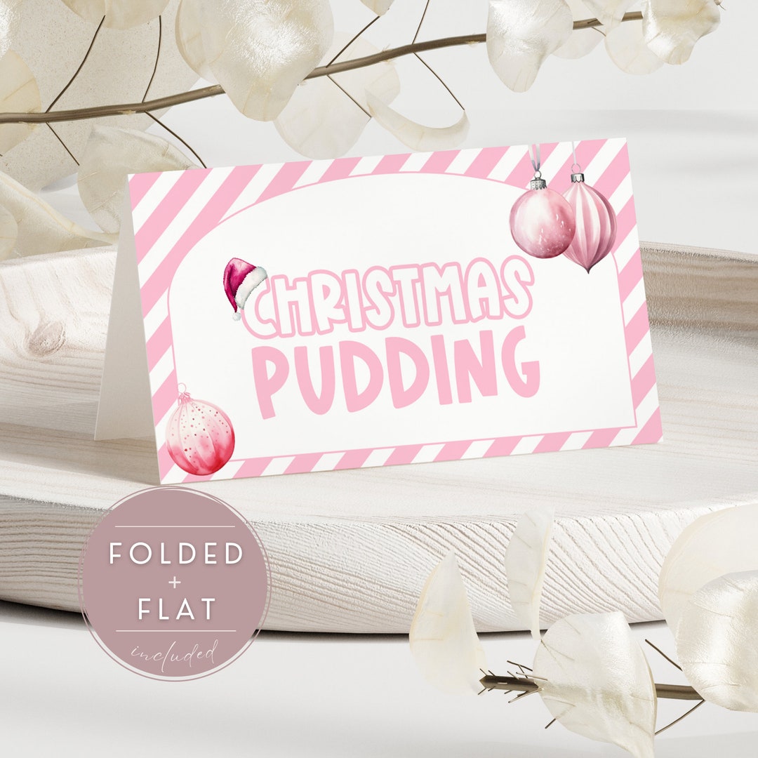 Merry Little Christmas Buffet Card Template in Pink, Editable Food ...