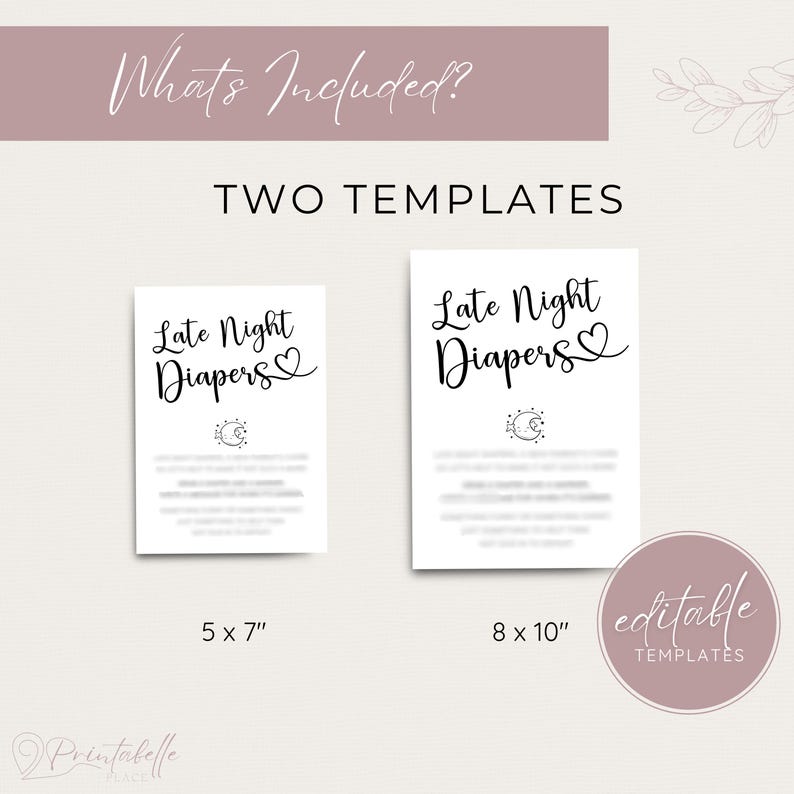Late Night Diapers Sign, Modern Baby Shower Activity, Nappy Notes 5x7 ...