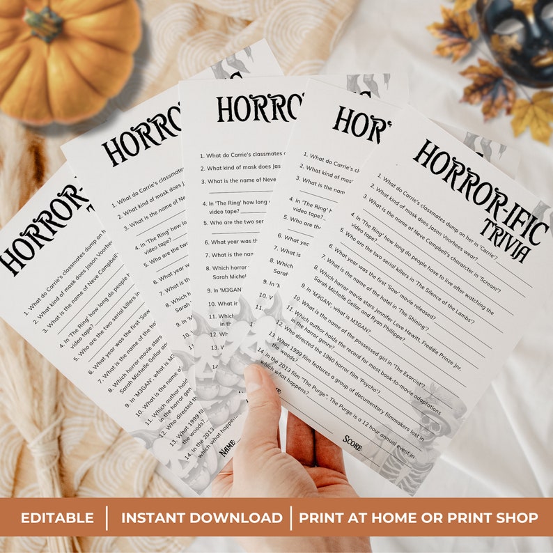 Horror Movie Trivia Quiz, Halloween Game for Teens and Adult Party ...