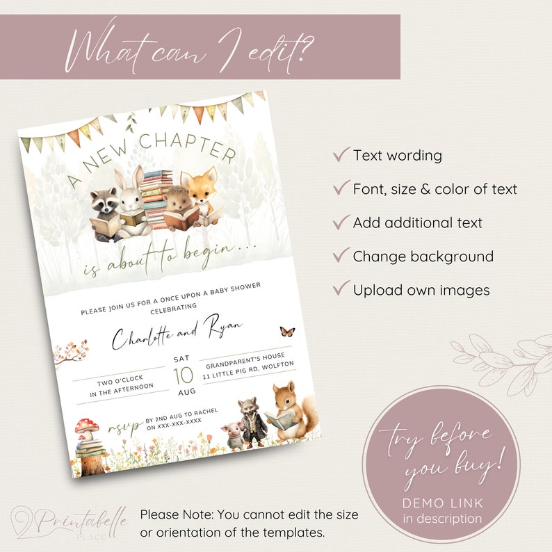 Storybook Baby Shower Invitation and Thank You Bundle, A New Chapter is ...