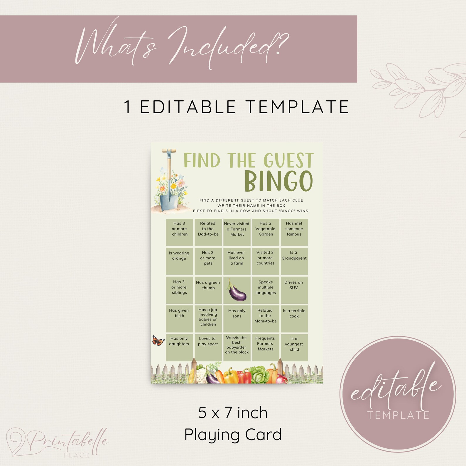 Locally Grown Find the Guest Human Bingo Card Template for Your Sage ...