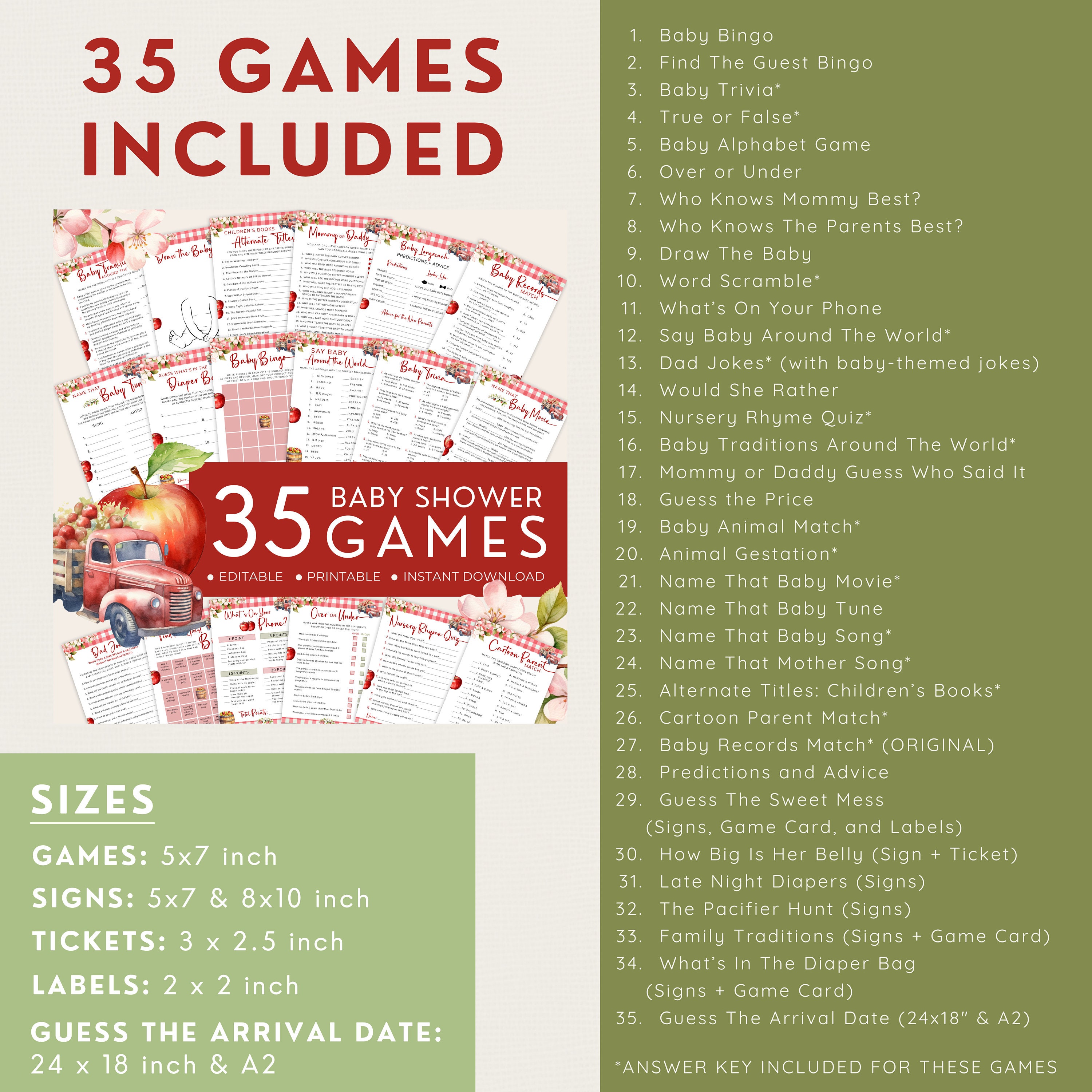 Apple of Our Eye Baby Shower Bundle, Fall Fruit Themed Mega Pack, Red ...