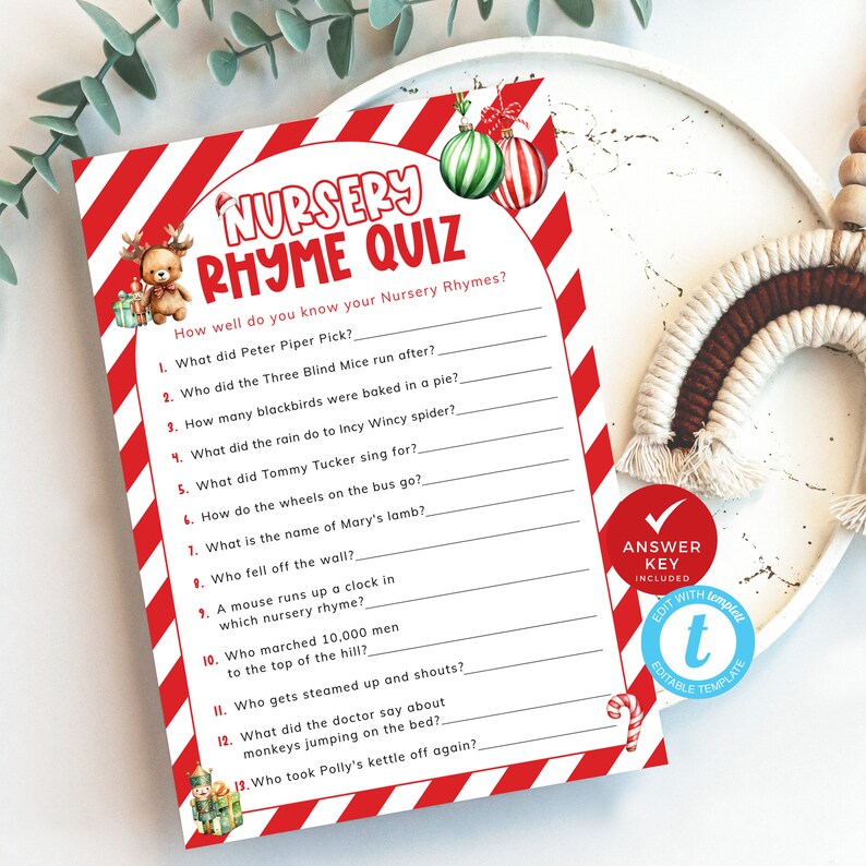 Merry Little Nursery Rhyme Quiz, Christmas Childrens Books Trivia ...