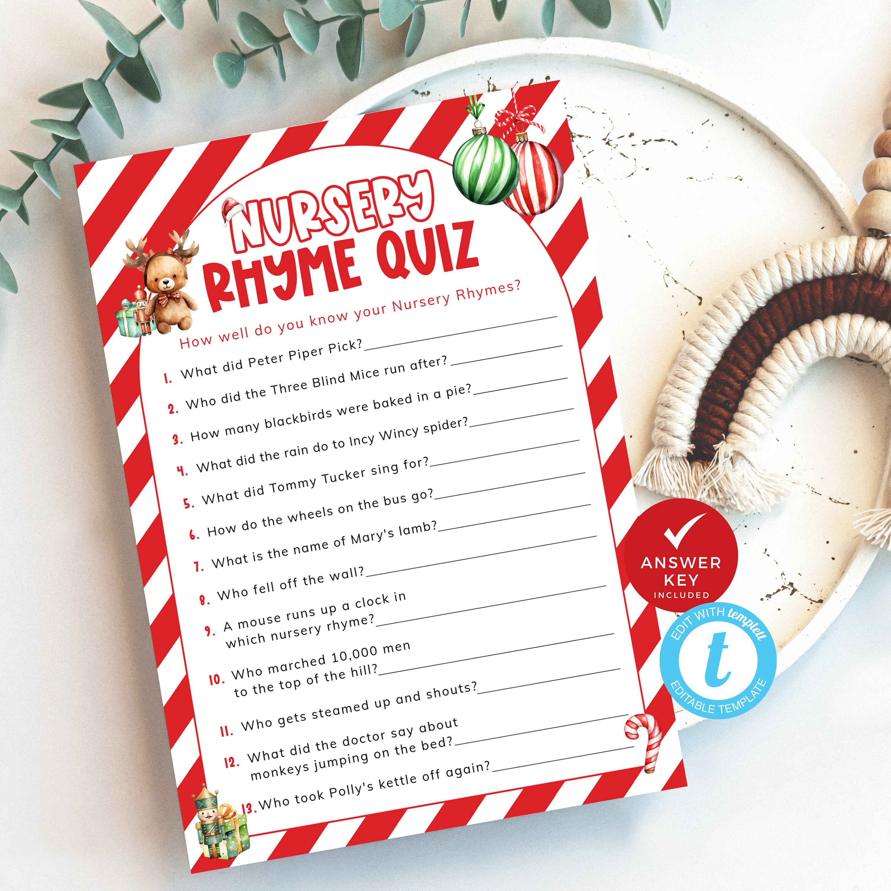 Merry Little Nursery Rhyme Quiz, Christmas Childrens Books Trivia ...