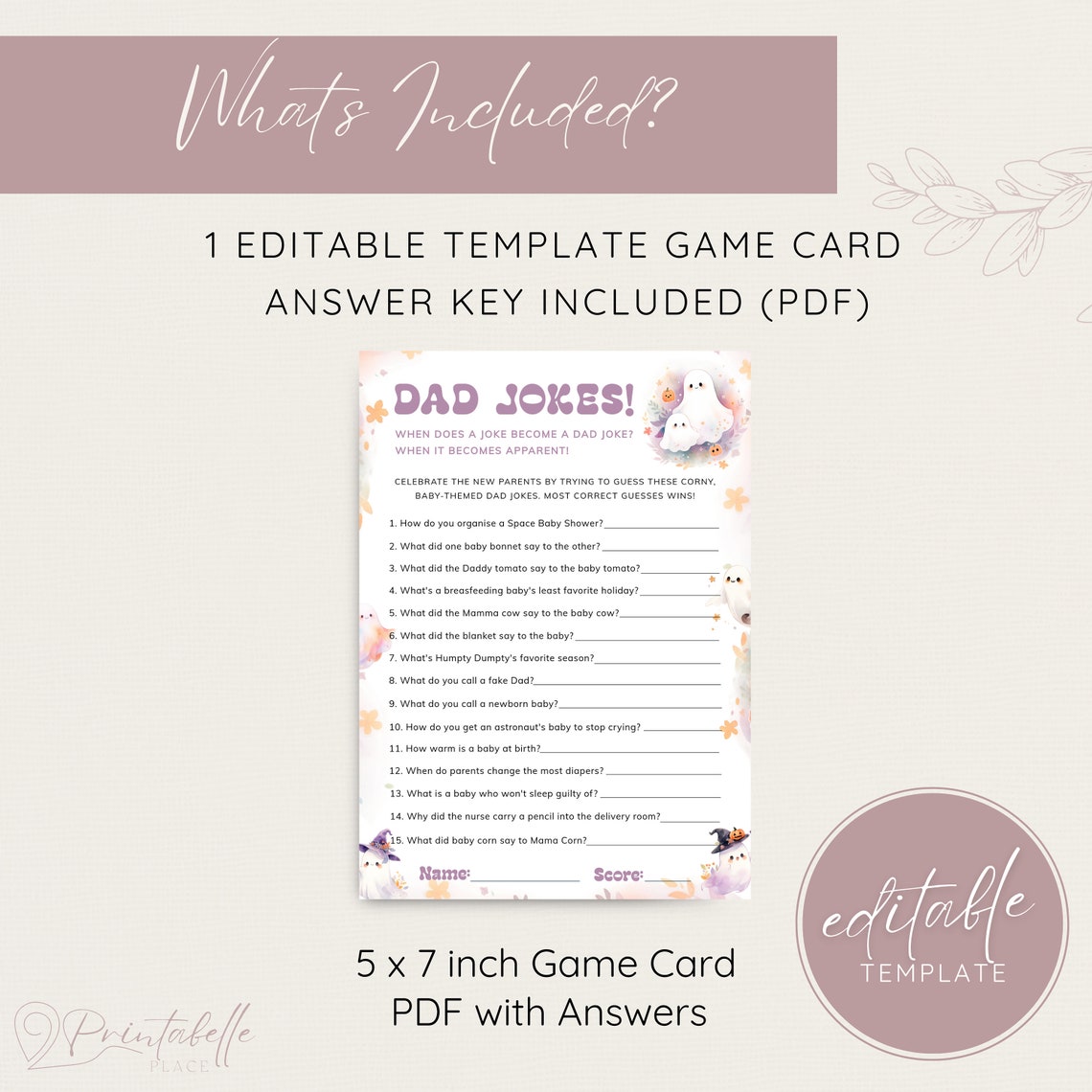 A Little Boo is Almost Due Dad Jokes Baby Shower Game, Halloween Guess ...