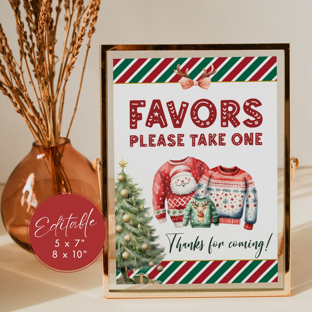 Ugly Sweater Baby Shower Favor Sign, Christmas Sweater Decor, Holiday ...