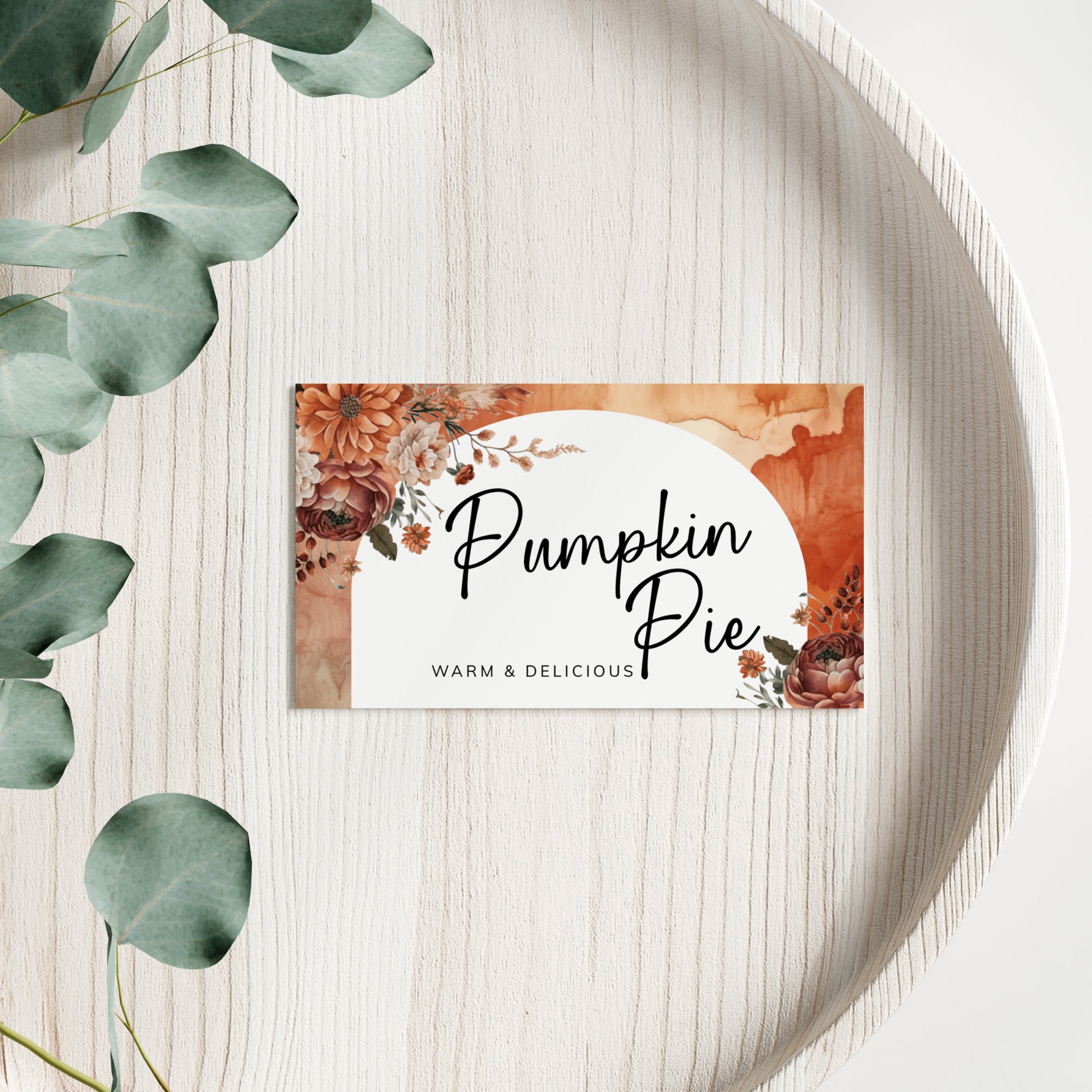 Terracotta Buffet Card Template, Fall Food Label Tent Fold, Burnt ...