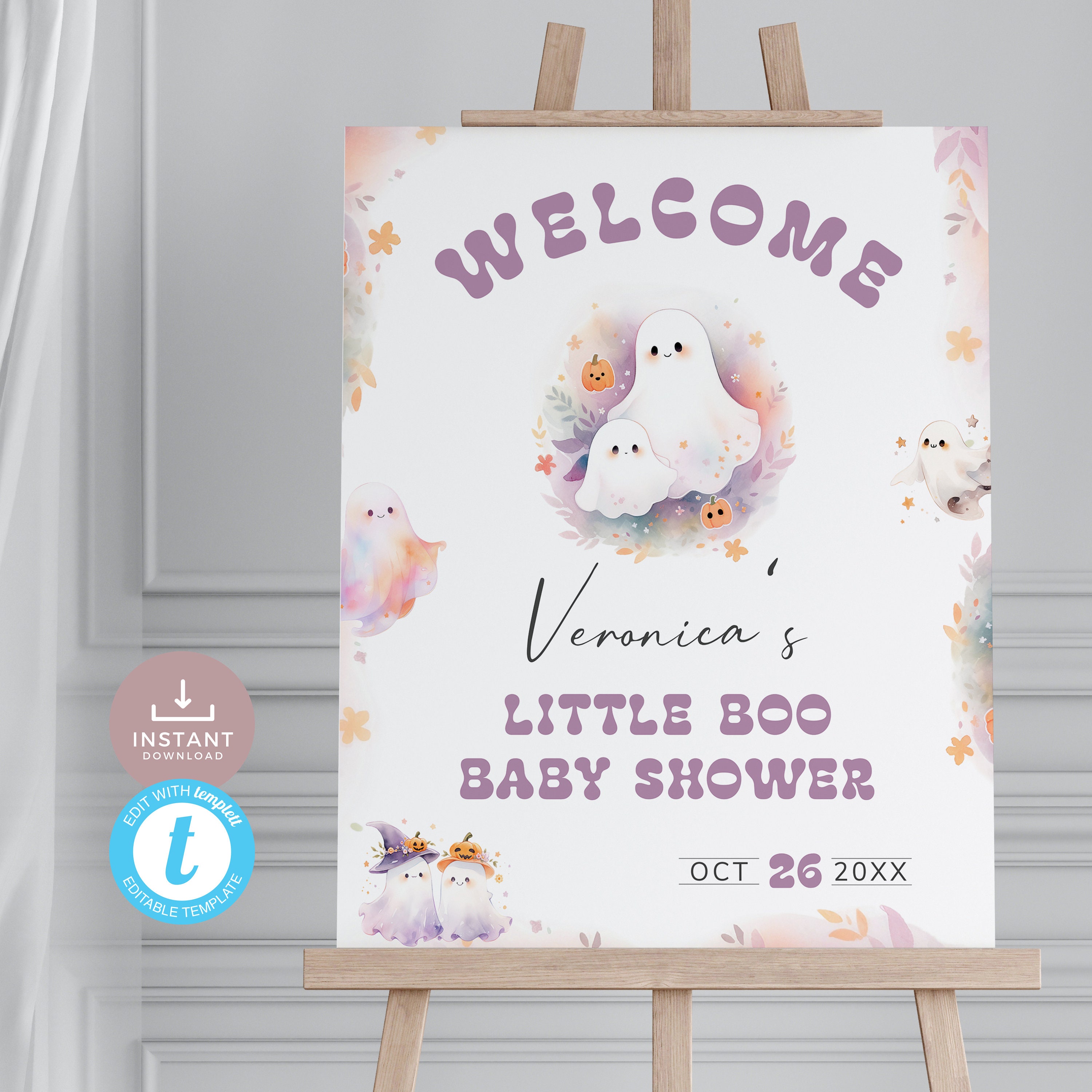A Little Boo is Almost Due Welcome Sign, Halloween Baby Shower Poster ...