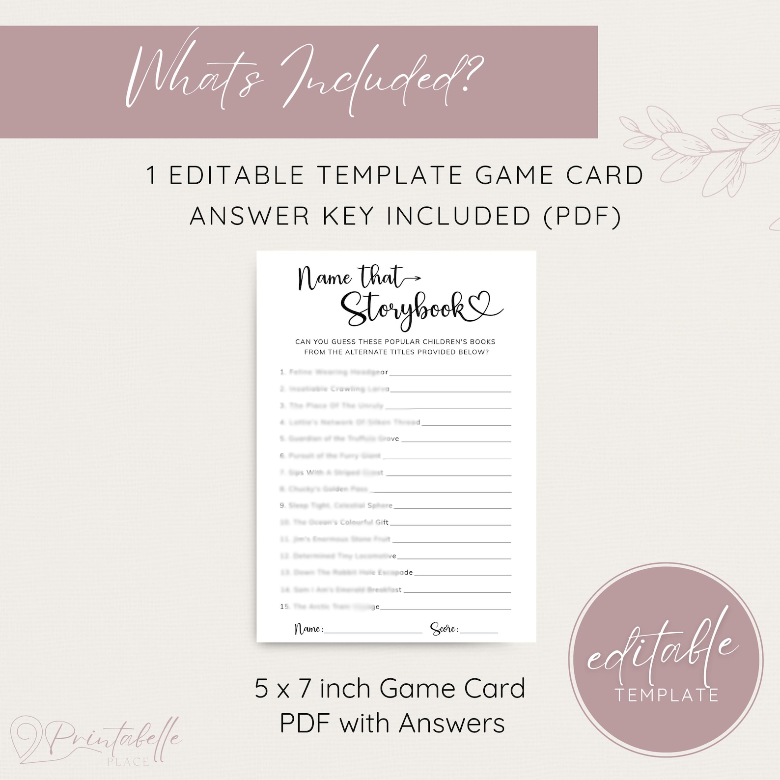 Name That Storybook Baby Shower Game, Alternate Titles Game, Minimal ...