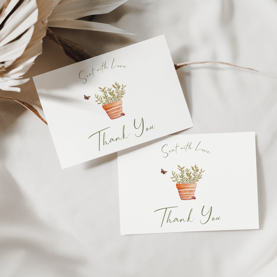 Grown With Love Thank You Card With Terracotta Pot Plant, Garden Theme ...