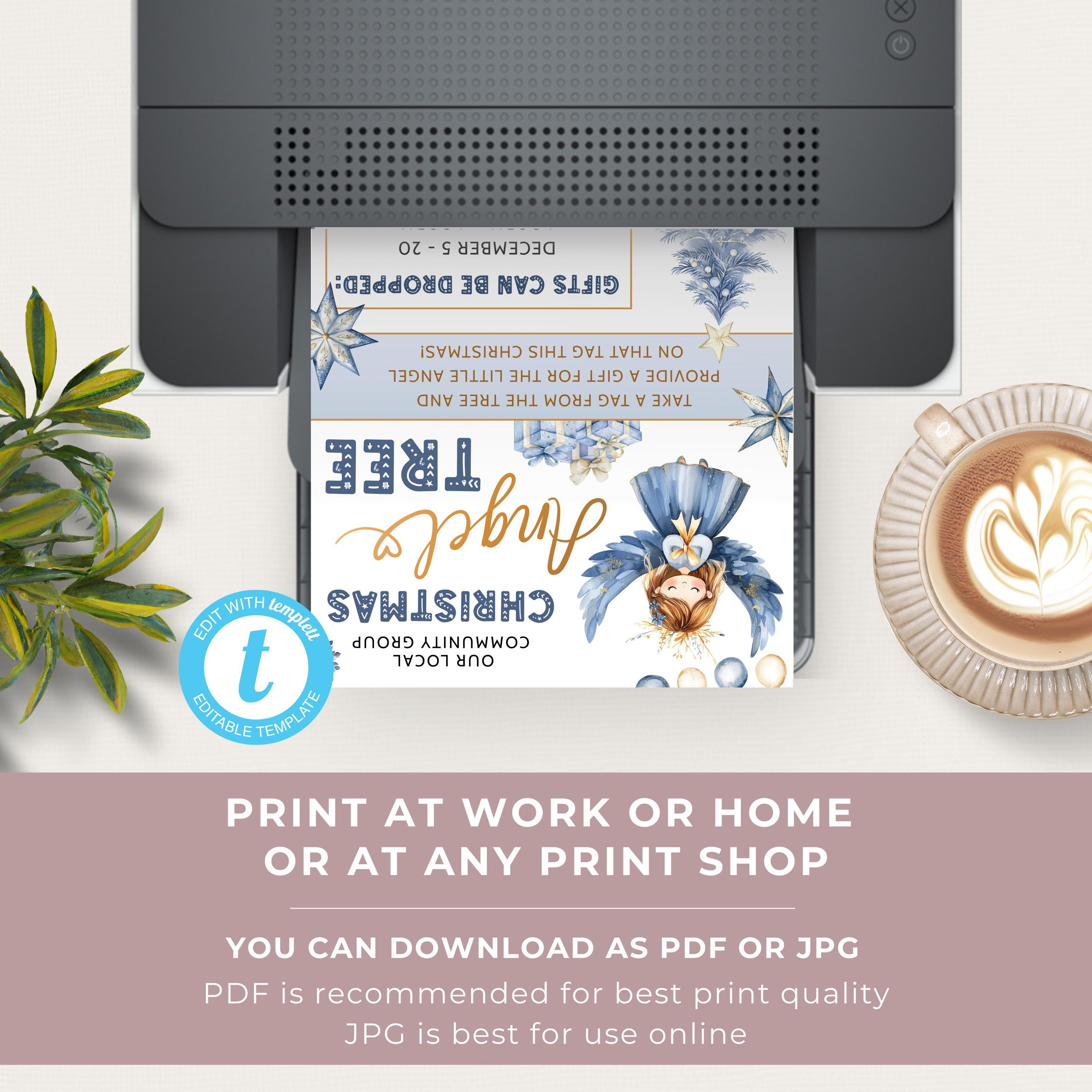 Christmas Angel Tree Flyer, Giving Tree Template, Blue Xmas Toy Drive ...