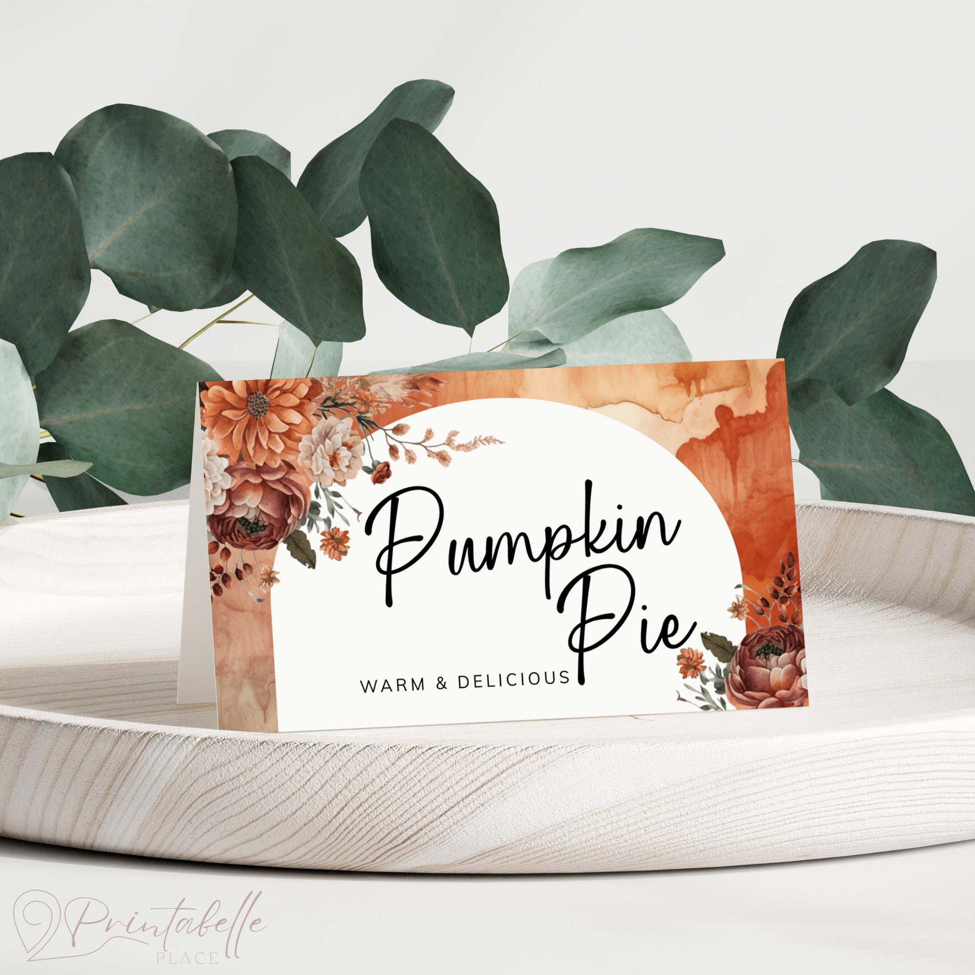 Terracotta Buffet Card Template, Fall Food Label Tent Fold, Burnt ...