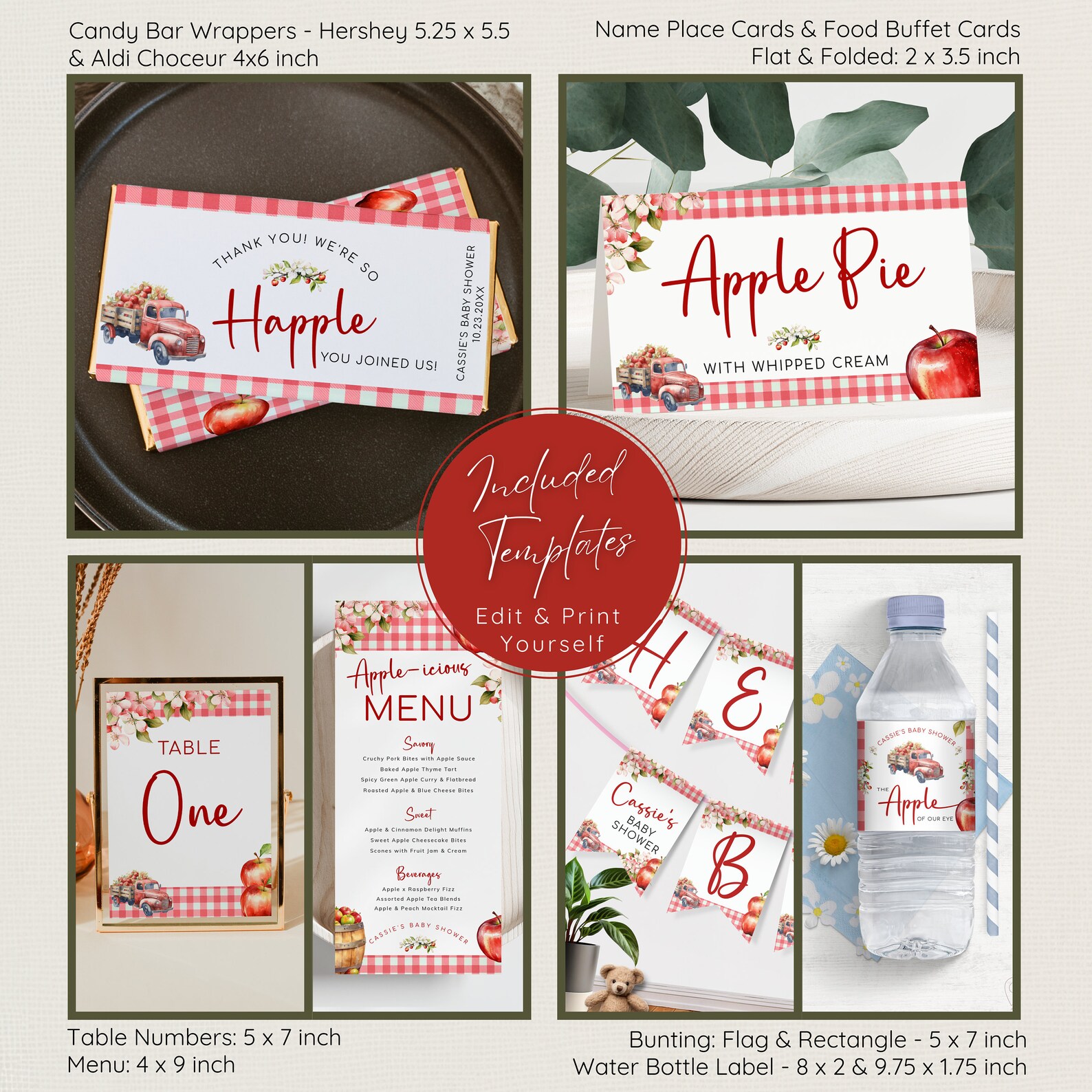 Apple of Our Eye Baby Shower Bundle, Fall Fruit Themed Mega Pack, Red ...