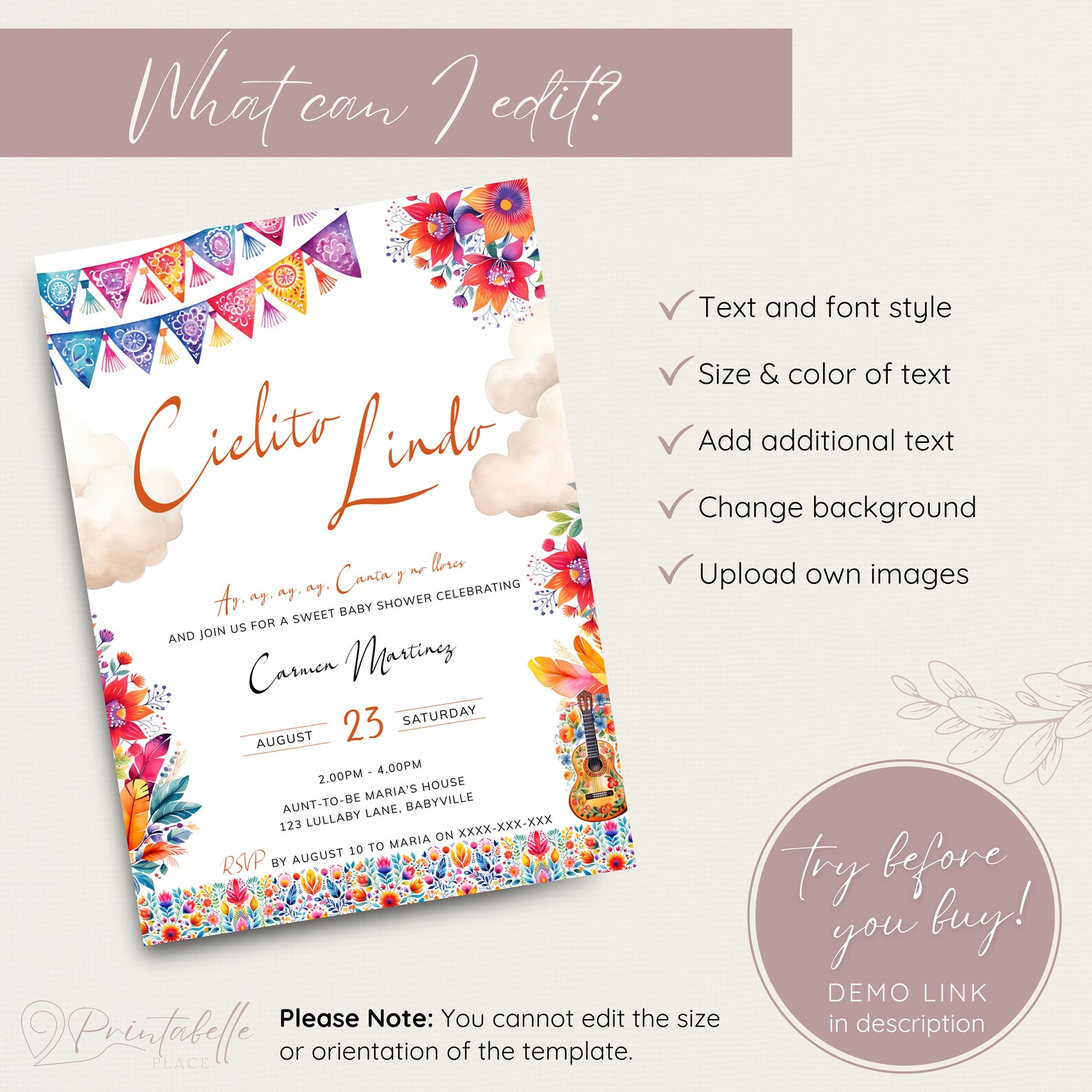 Cielito Lindo Baby Shower Invitation Digital, Fiesta Gender Neutral ...