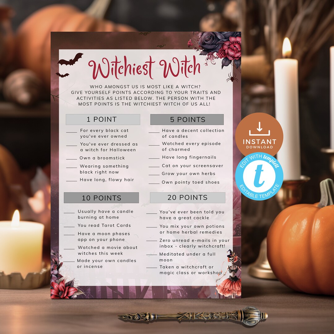 Witchiest Witch Halloween Game, Spooky Season Icebreaker Activity, Who ...