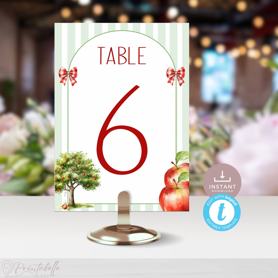 Apple Table Number Template, Apple Tree Table Name Signs, Cottagecore ...