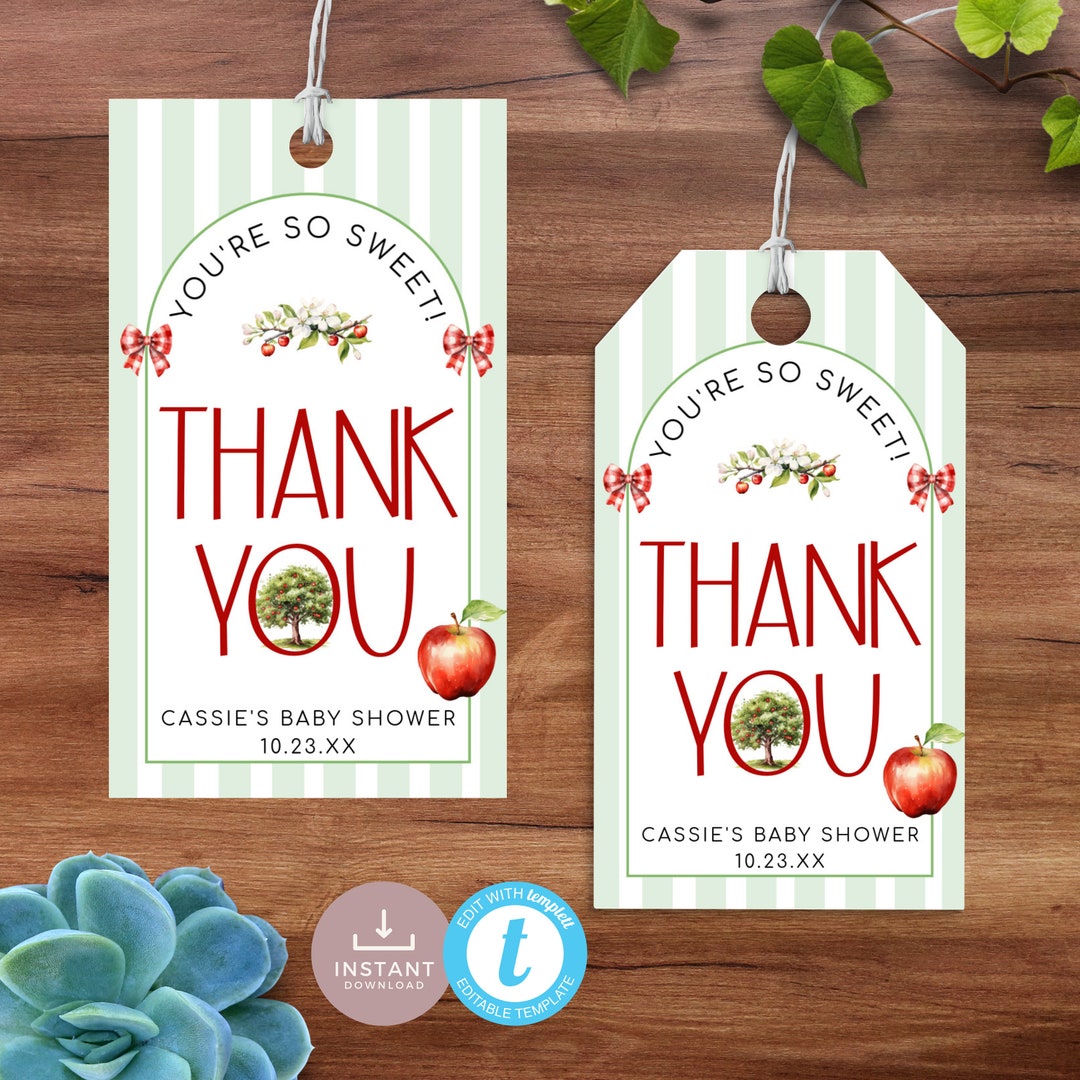 Apple Themed Favor Tags, Apple Tree Favour Labels, Fruit Thank You Gift ...