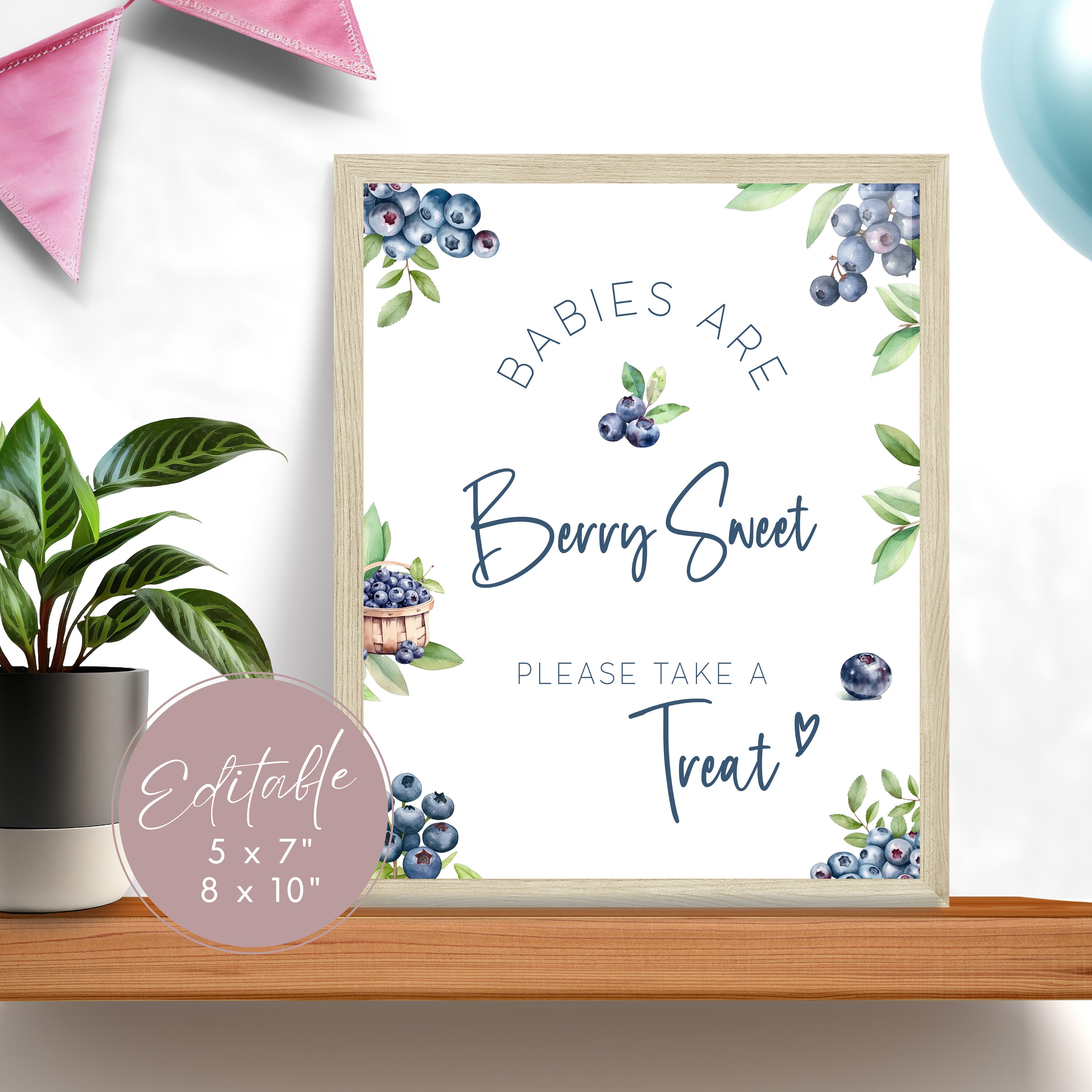 Blueberry Baby Shower Favor Sign, Babies Are Berry Sweet Dessert Table ...