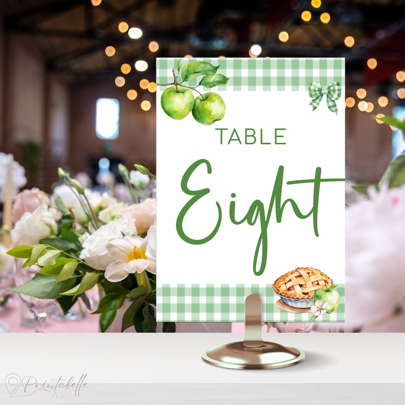 Apple Themed Table Number Signs Template, Apple of Our Eye Baby Shower ...