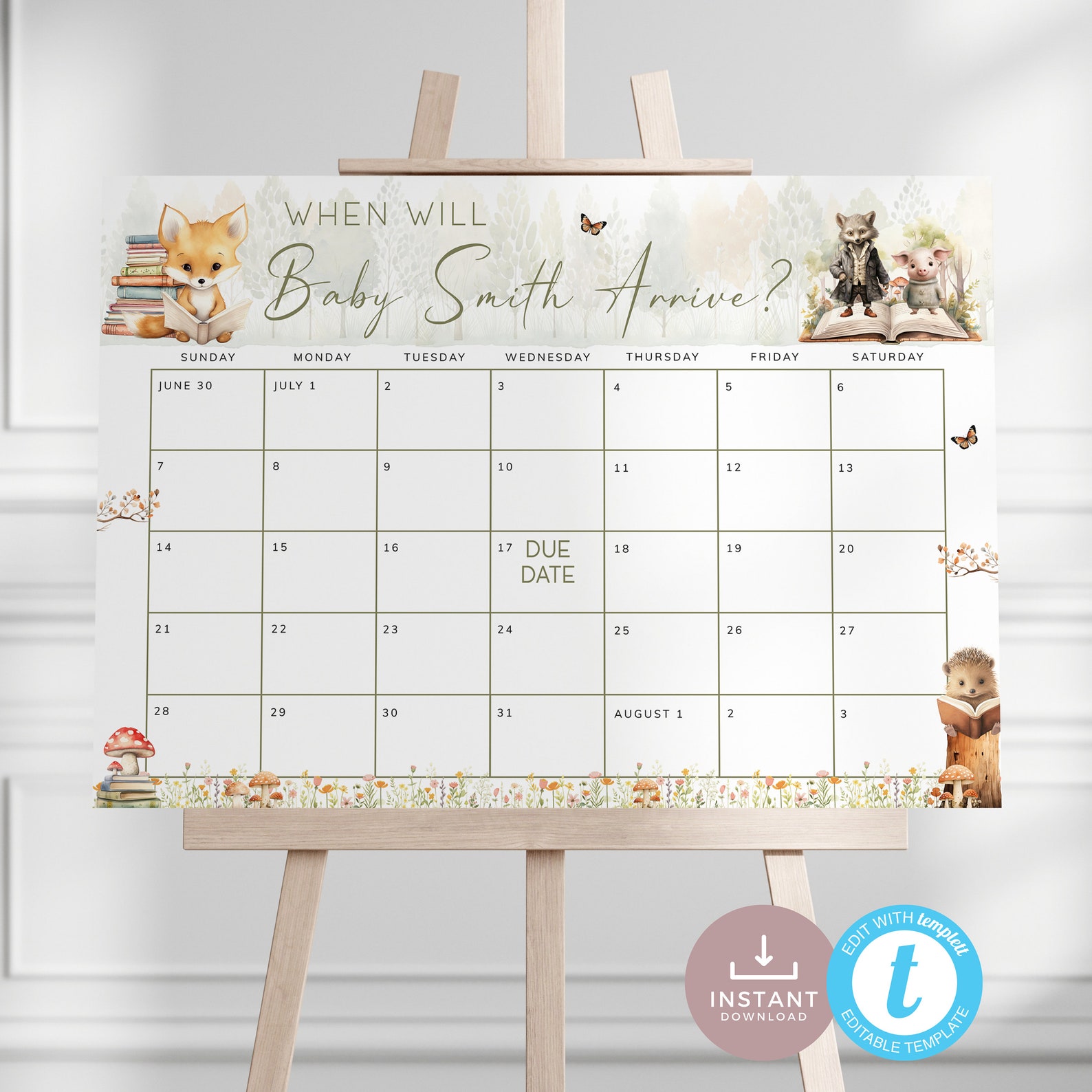 Storybook Baby Arrival Date Calendar, A New Chapter Begin Baby Shower ...