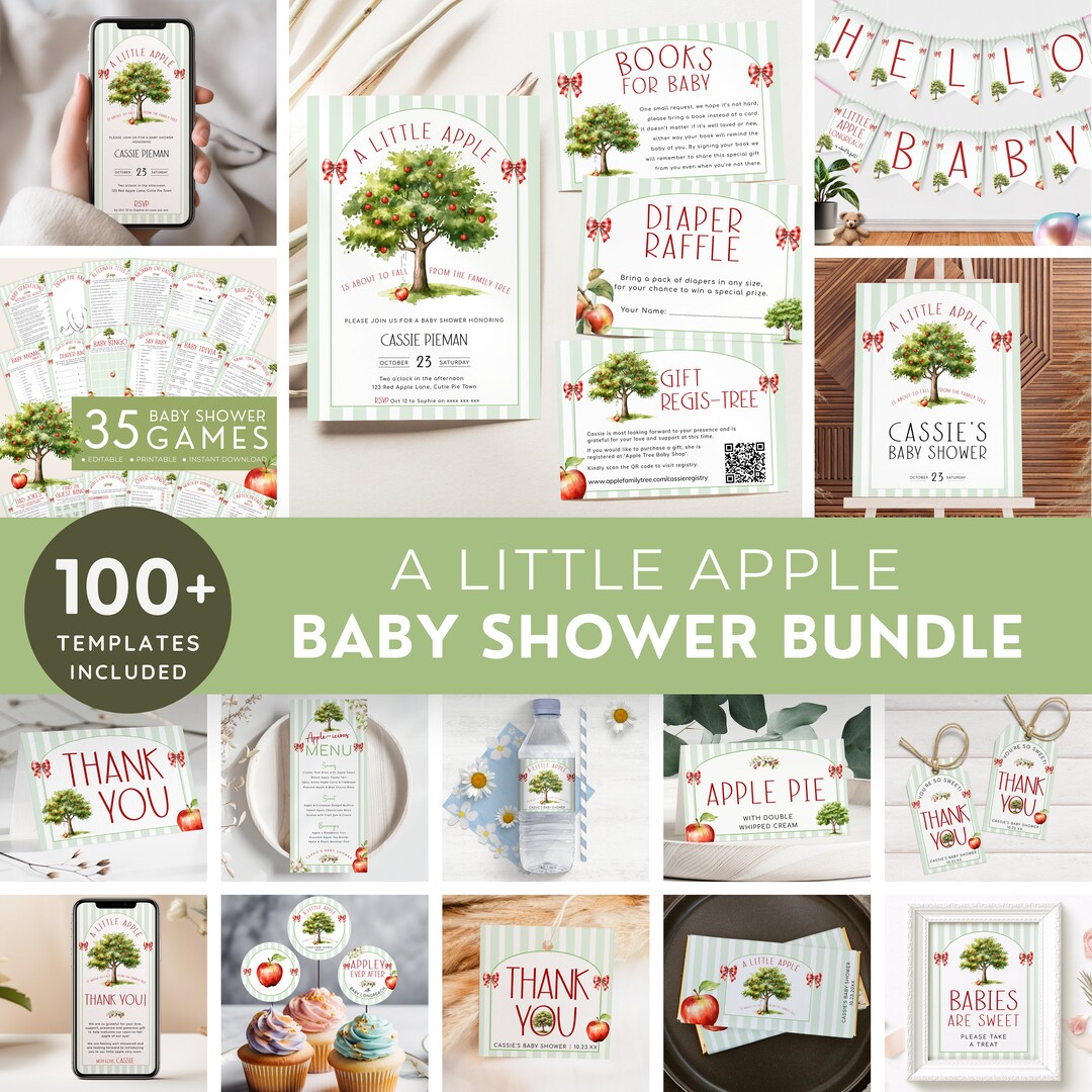 Apple Baby Shower Bundle, Fruit Theme Mega Pack, A Little Apple is ...