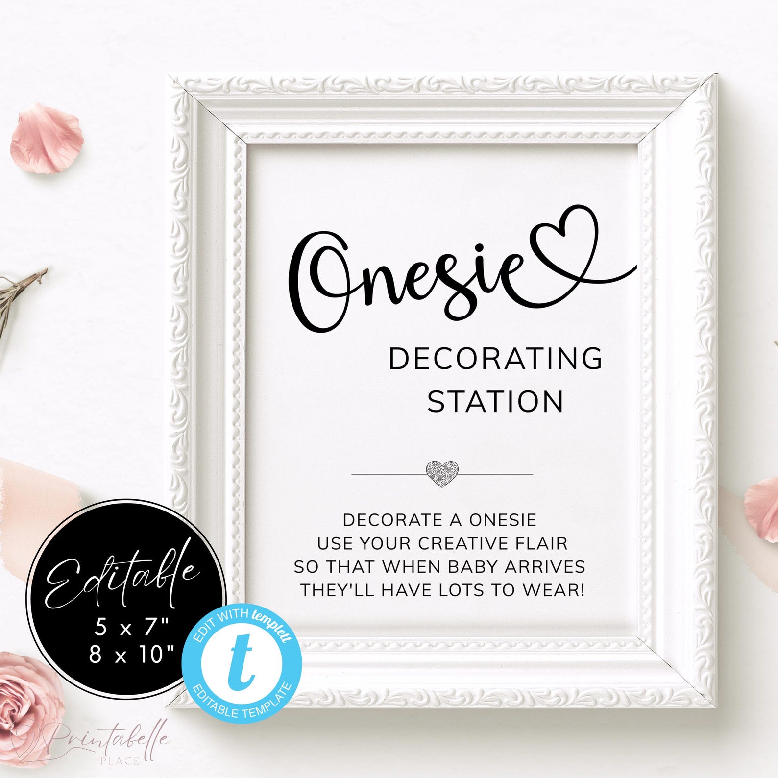 Decorate A Onesie Sign, Onesie Decorating Station Sign, Modern Baby ...