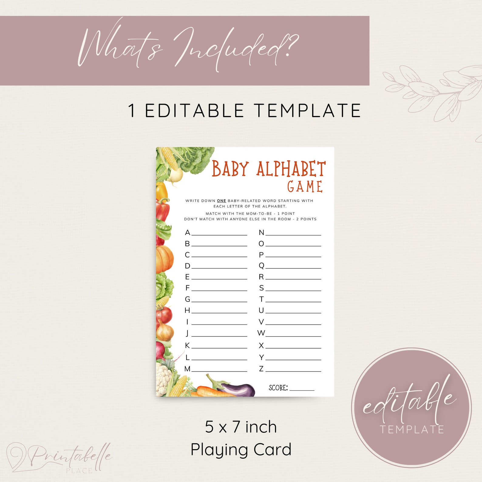 Locally Grown Baby Alphabet Game for Your Farmers Market Baby Shower ...