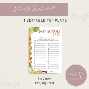 Locally Grown Baby Alphabet Game for Your Farmers Market Baby Shower ...