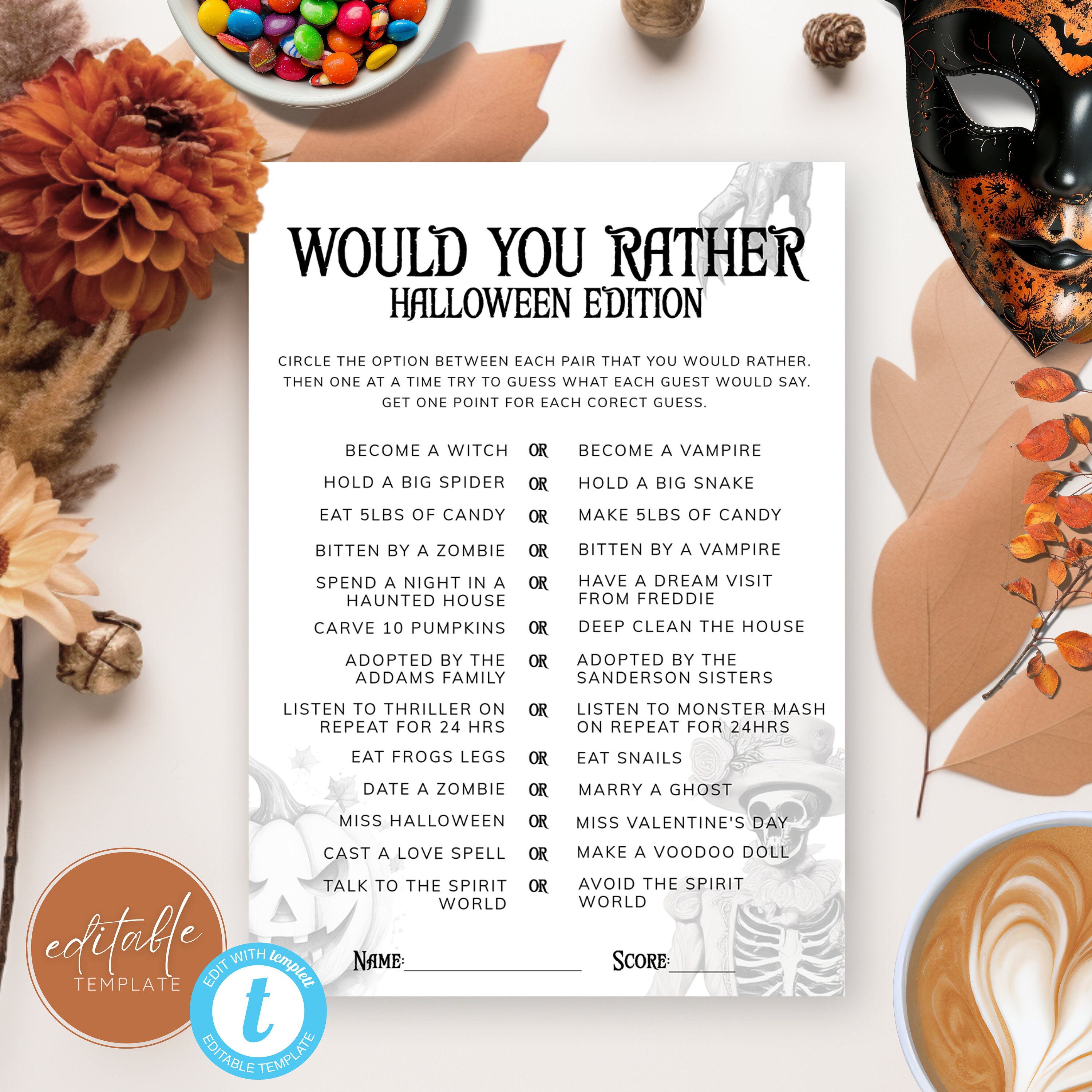 Halloween Themed Would You Rather Game, Spooky This or That Activity ...