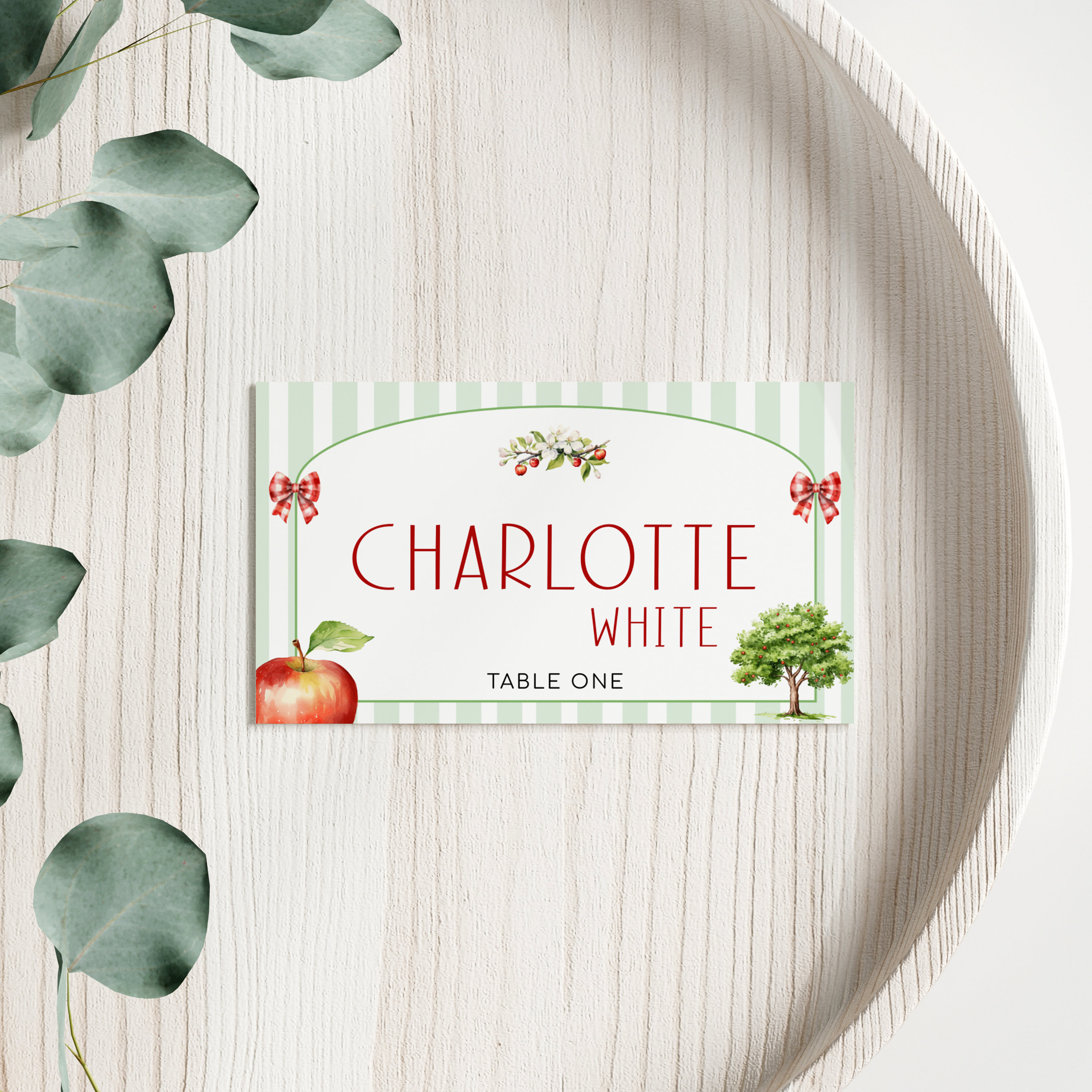 Apple Themed Place Card Template, A Little Apple Tree Name Card, Baby ...