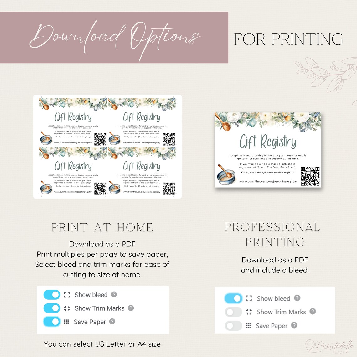 Bun in the Oven Baby Shower Gift Registry Card With QR Code, Kitchen ...