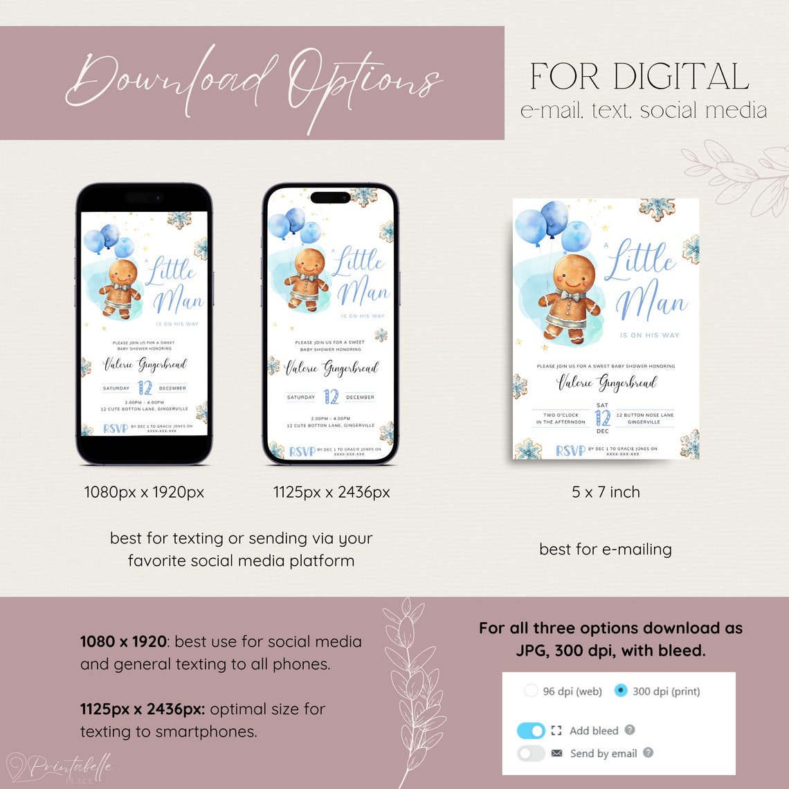 Gingerbread Man Baby Shower Invitation, Christmas Cookie Invite, A ...