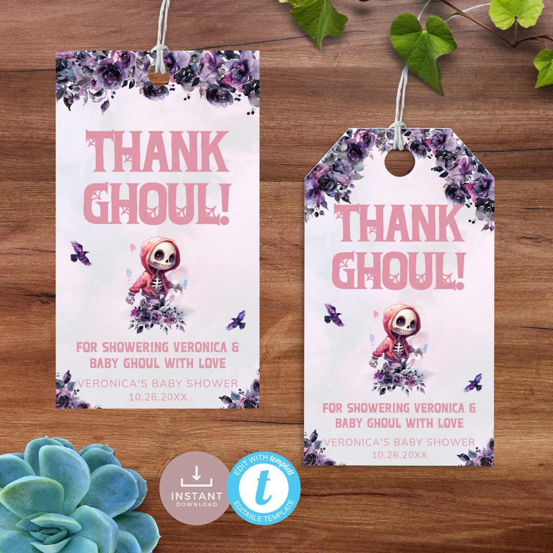 Thank Ghoul Favor Tag Template, Halloween Baby Shower Favor Labels ...