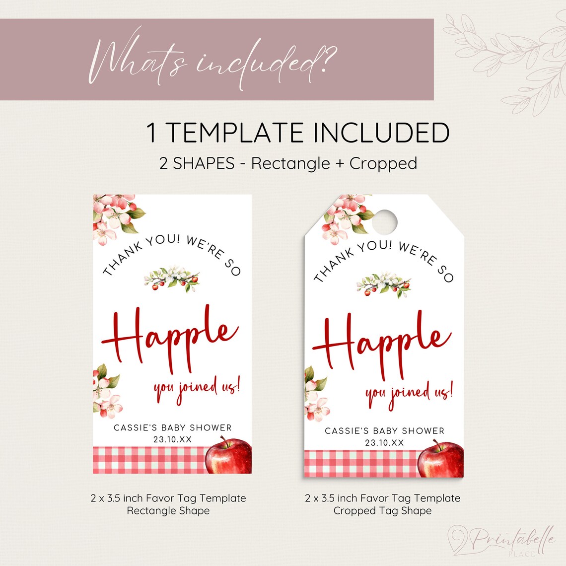 Apple Favor Tags, Apple of My Eye Baby Shower Favour Tag, Cropped ...