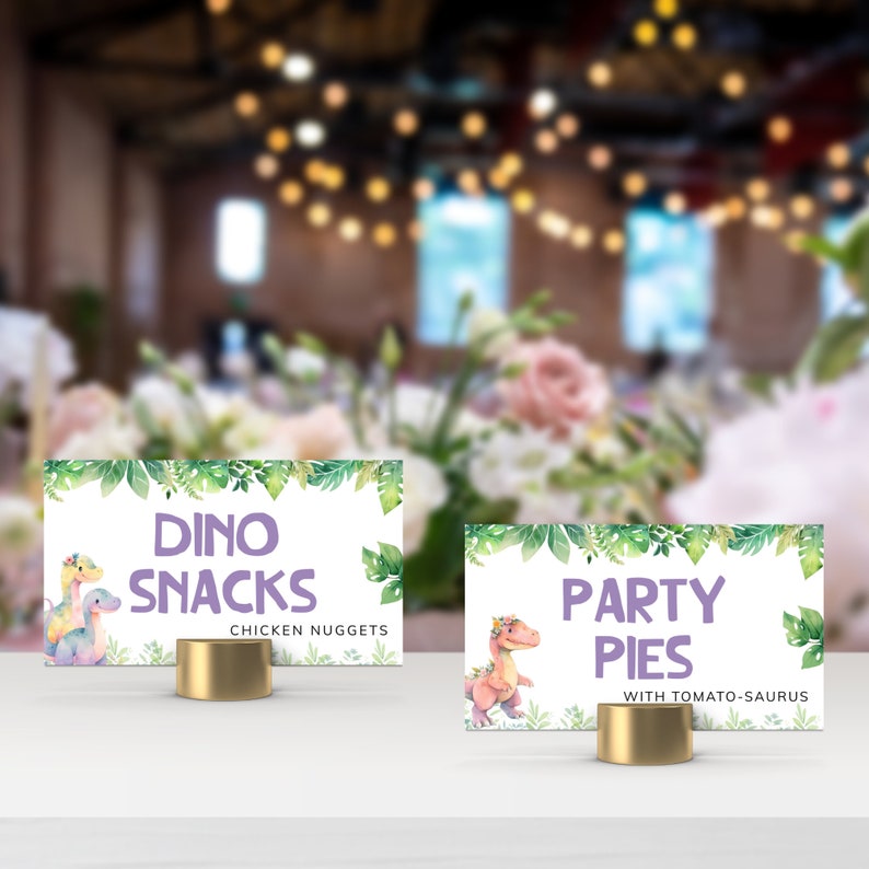 Dinosaur Birthday Party Food Labels, Pastel Dino Buffet Cards Tent ...