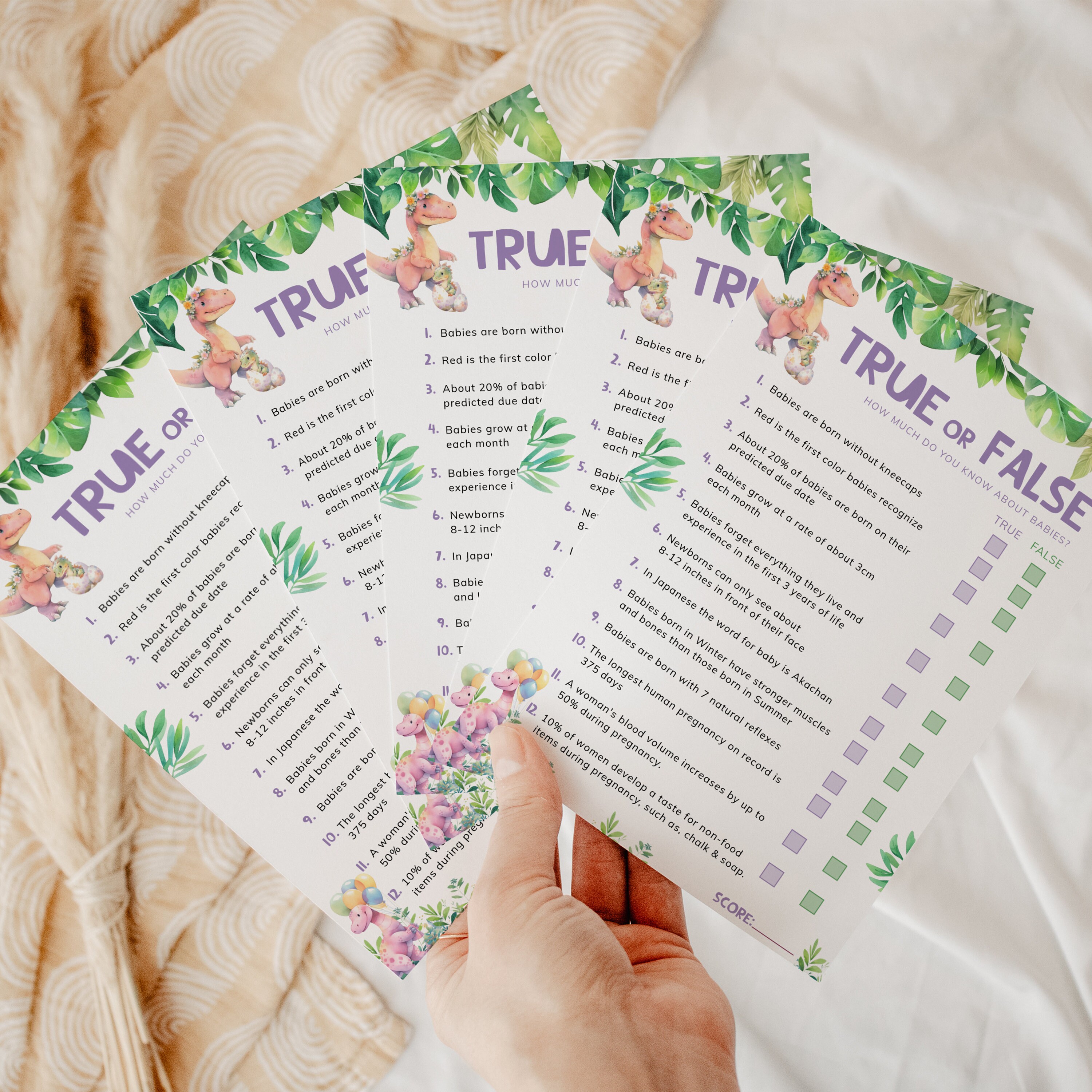 Dinosaur Baby Shower Game True or False, Pregasaurus Baby Trivia Quiz ...