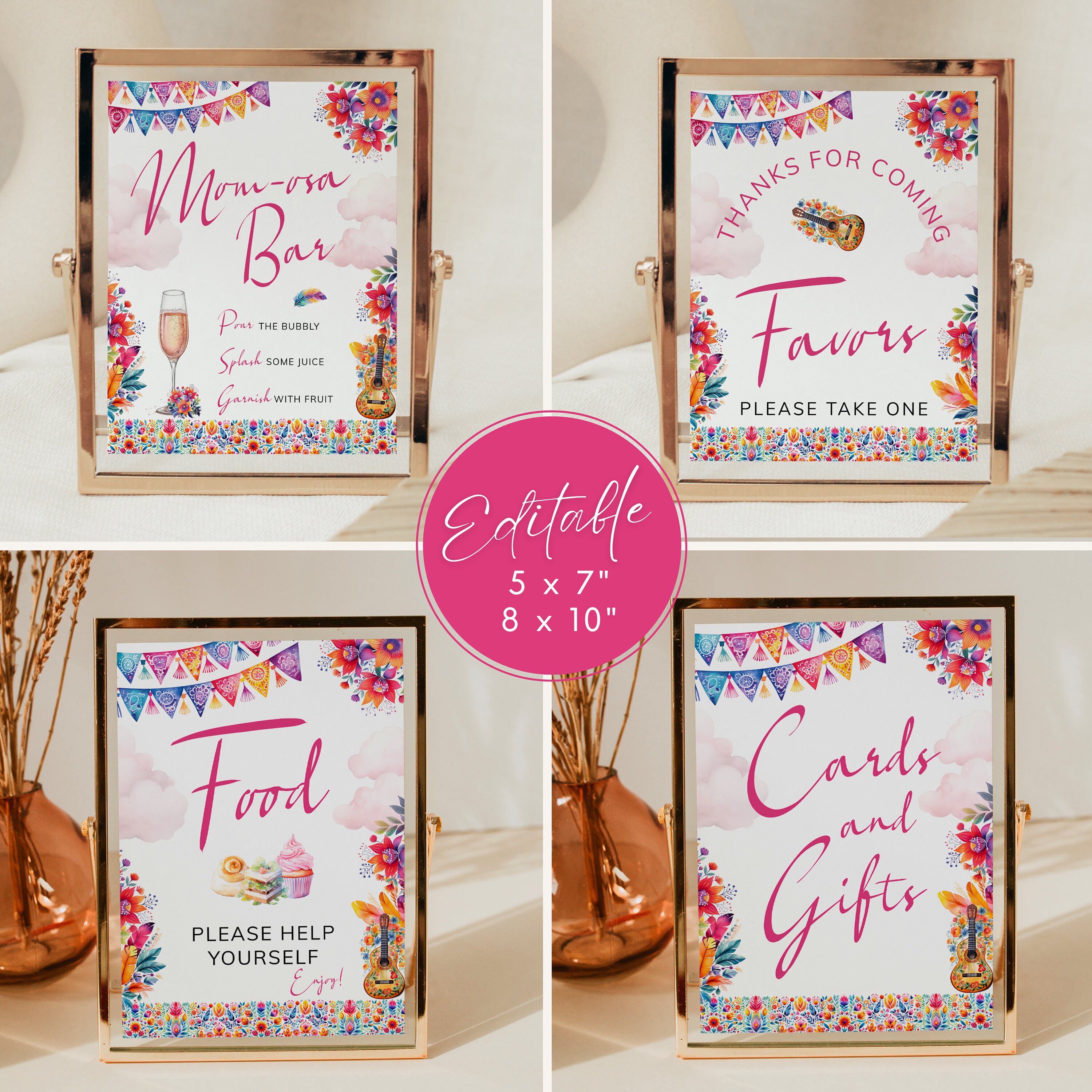 Cielito Lindo Baby Shower Sign Bundle, Fiesta Theme Table Signage Pack ...