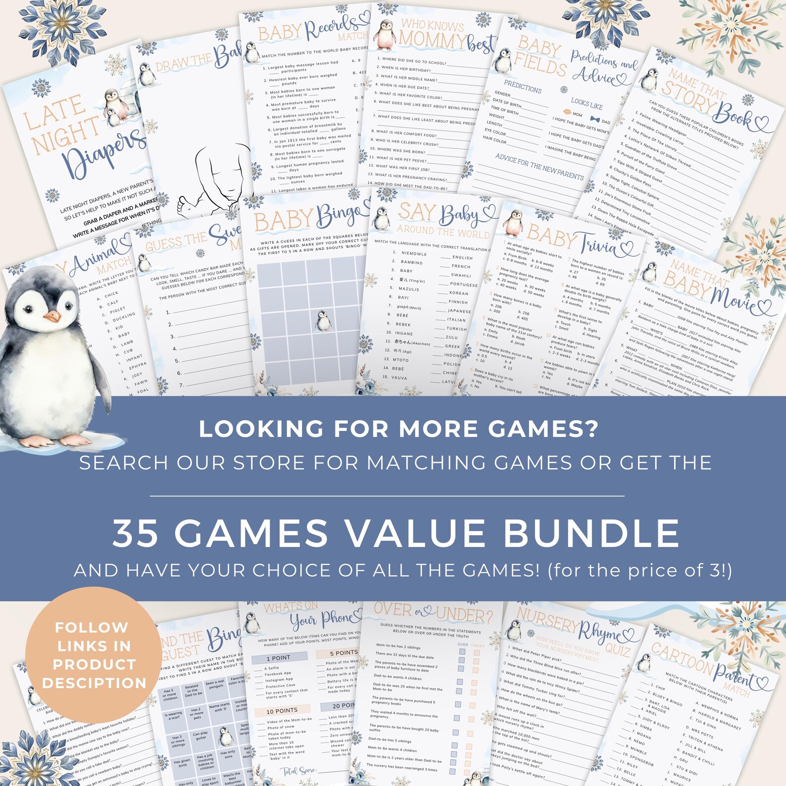 Winter Nursery Rhyme Quiz, Snow in Love Baby Shower Games, Guess the ...