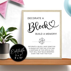 Decorate A Block Sign, Modern Baby Shower Activity, Baby Block ...
