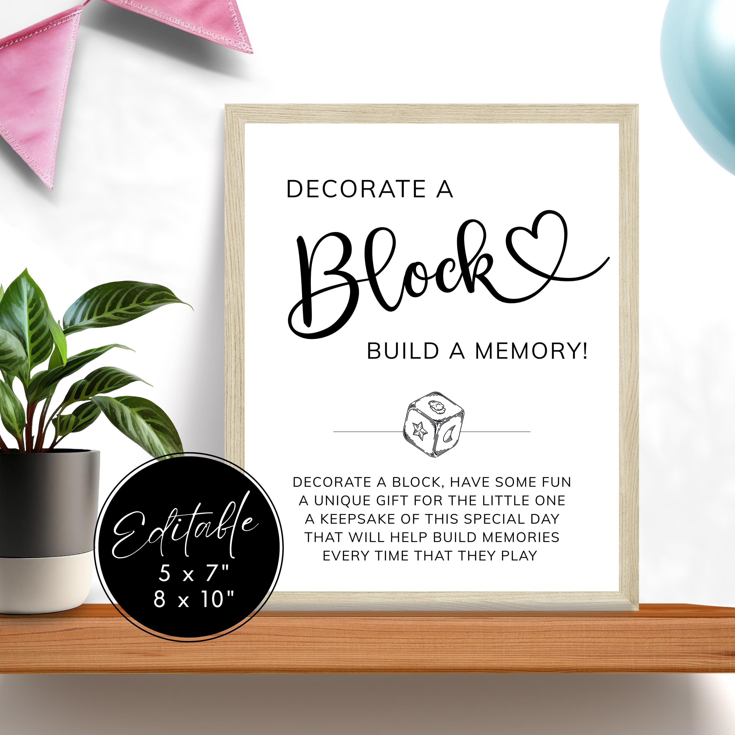 Decorate A Block Sign, Modern Baby Shower Activity, Baby Block ...